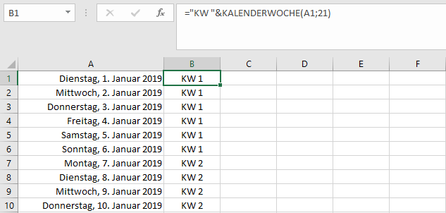 KALENDERWOCHE Funktion | Excel Kalenderwoche aus Datum ziehen - IONOS